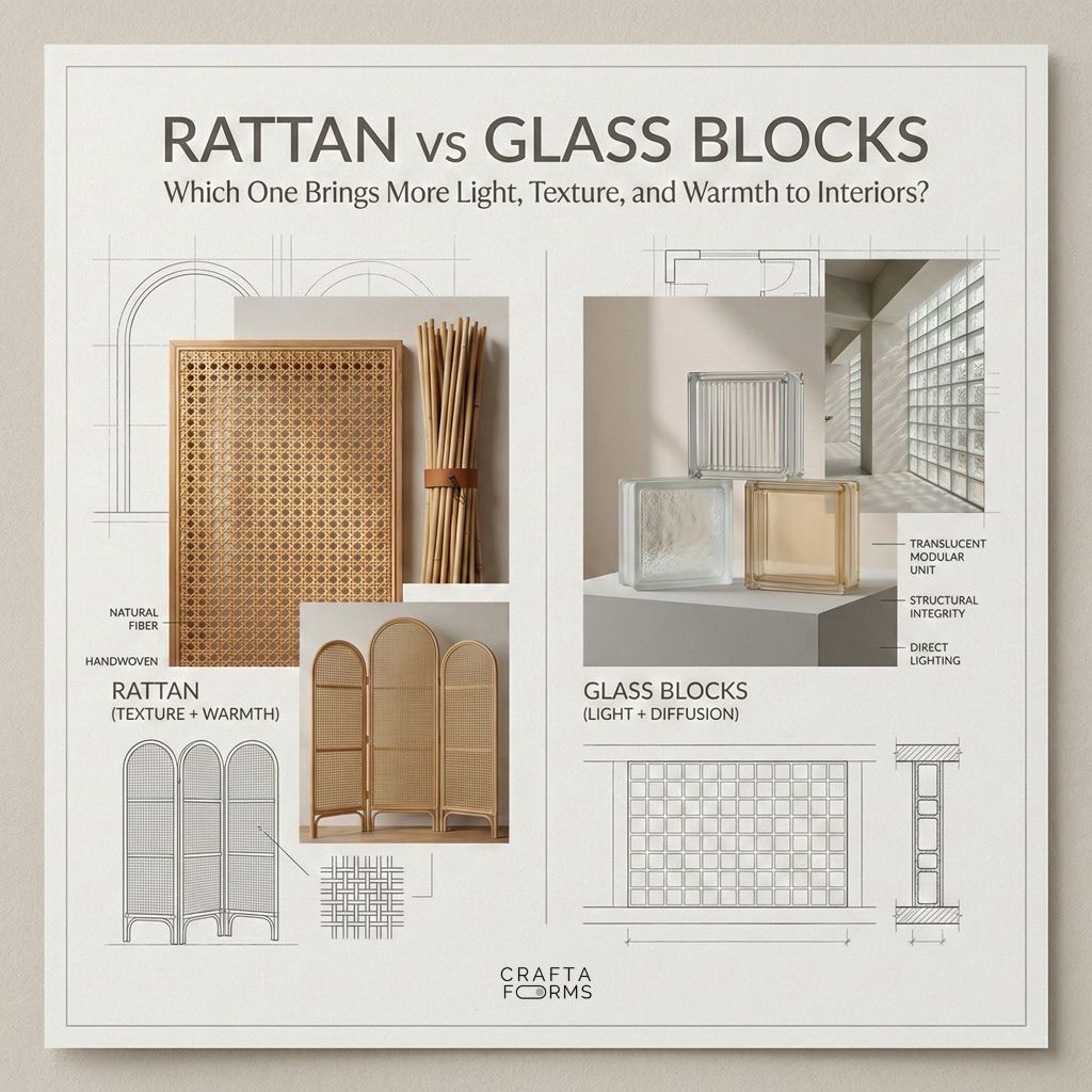 Rattan vs Glass Blocks for Interiors: Light, Texture, and Warmth